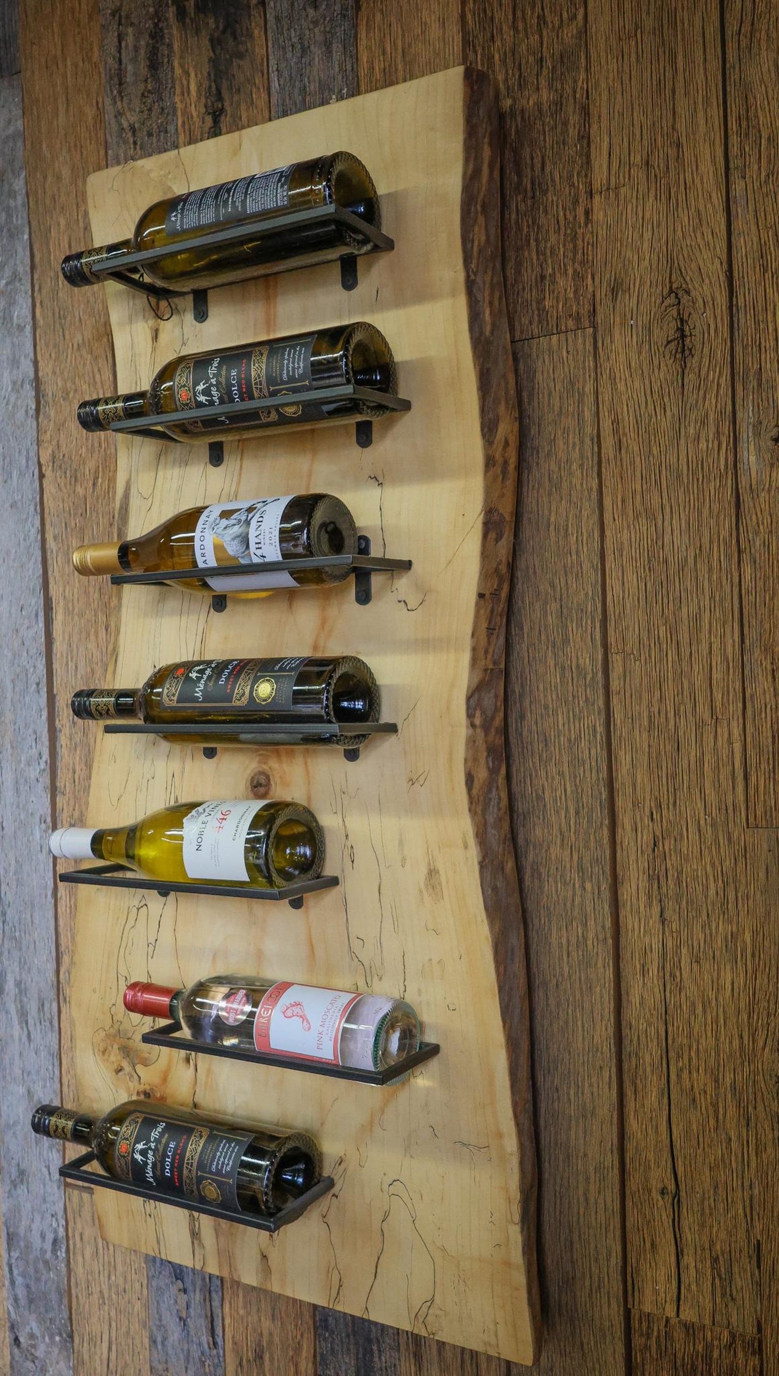 Spalted Boxed Elder Wine Rack - Wall Mounted Wine Bottle Holder ...