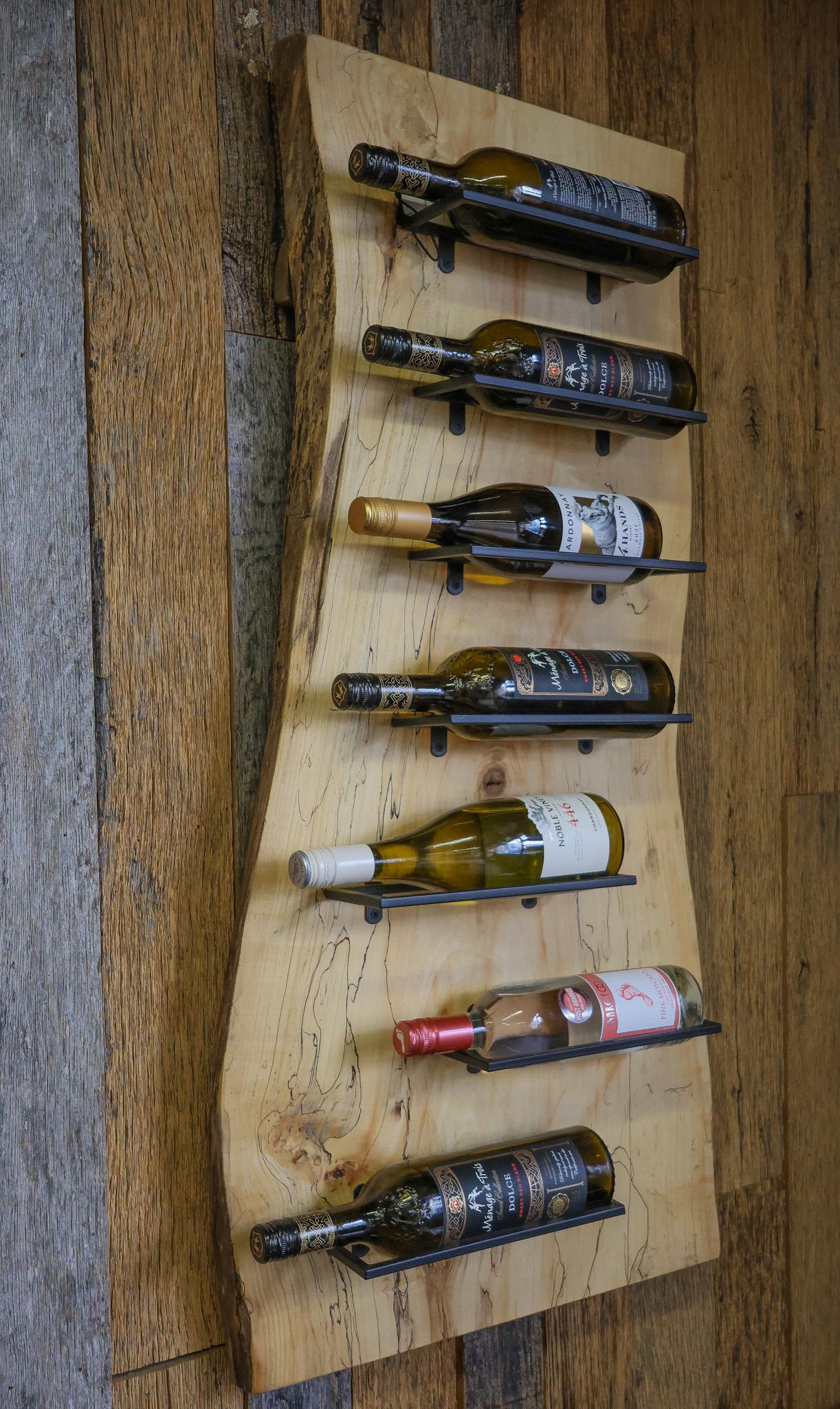 Spalted Boxed Elder Wine Rack - Wall Mounted Wine Bottle Holder ...