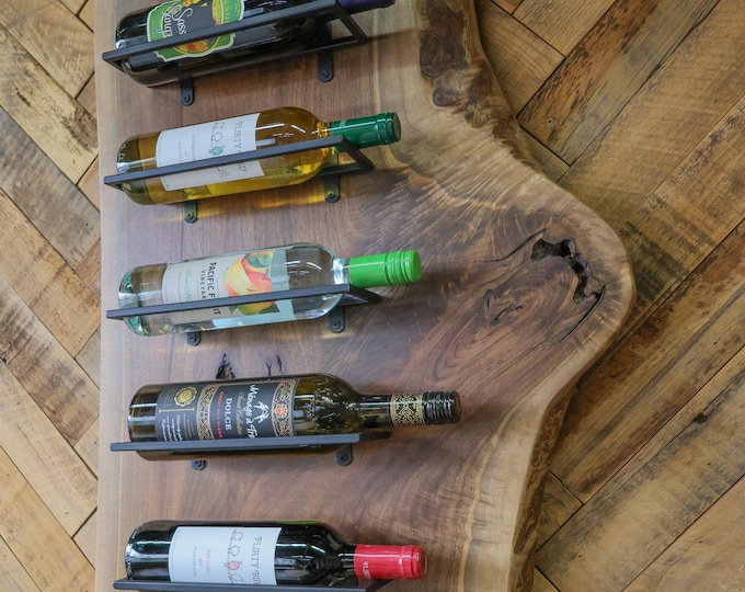 Black Walnut Wine Rack - Wall Mounted Wine Bottle Holder - Rustic Wine ...