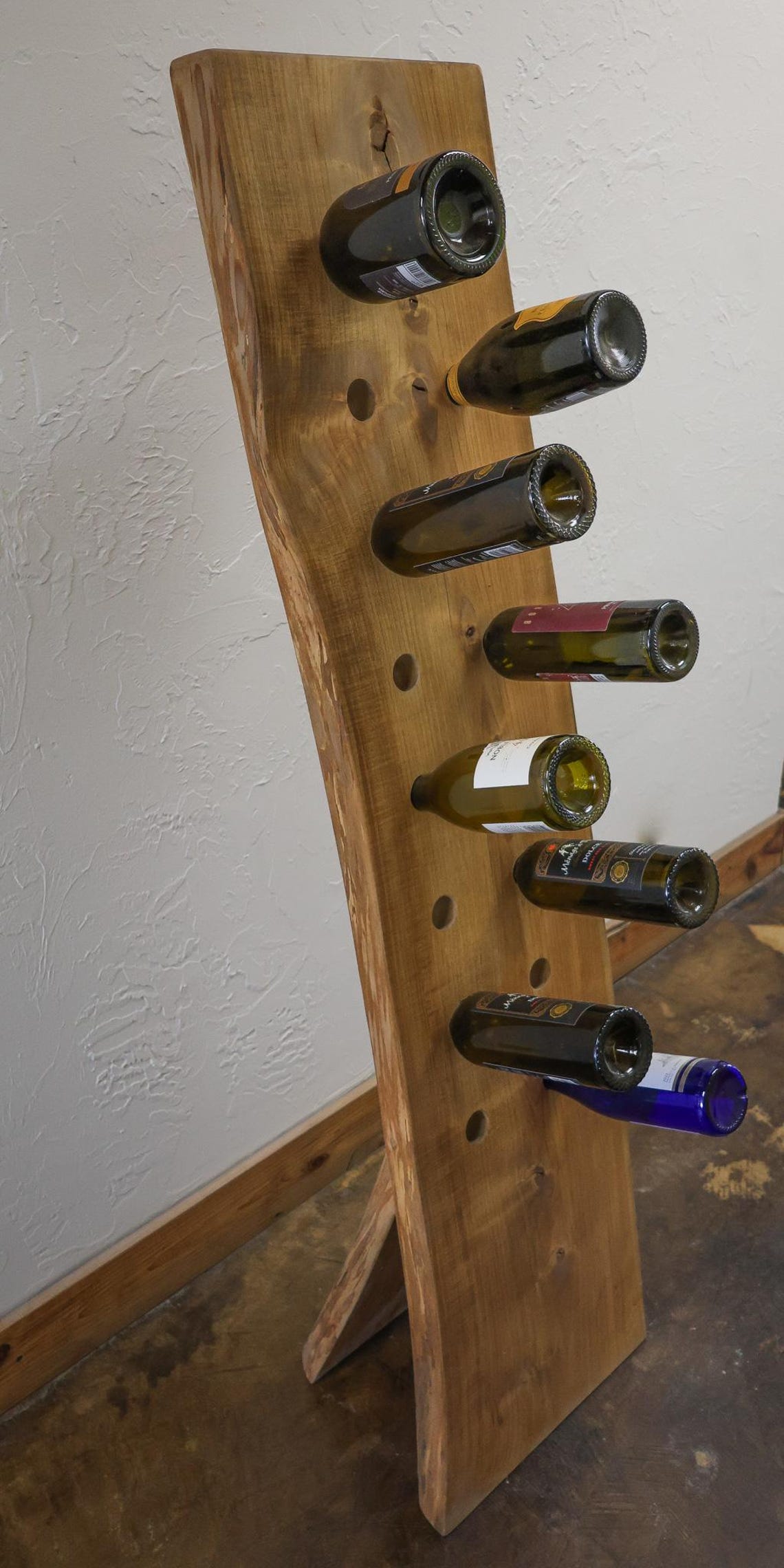 Live Edge Wine Rack, Floor Standing, Basswood, Christmas Gift, House ...