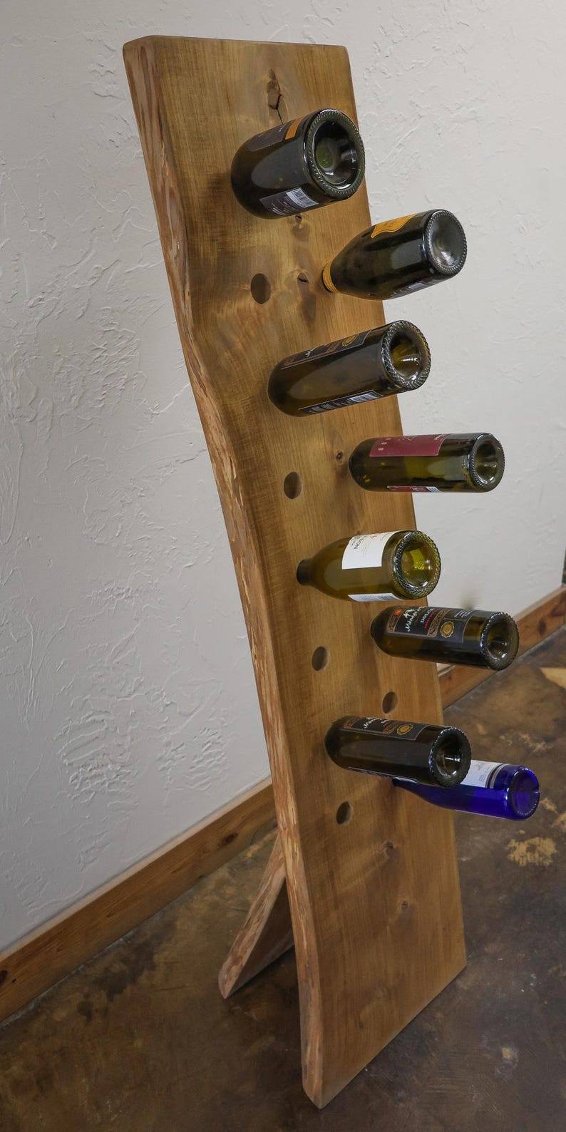 Live Edge Wine Rack, Floor Standing, Basswood, Christmas Gift, House ...