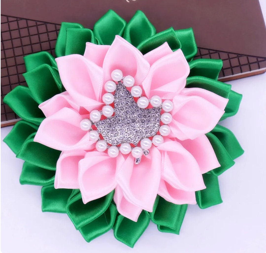 Alpha Kappa Alpha Pink and Green Brooch Pin - Etsy