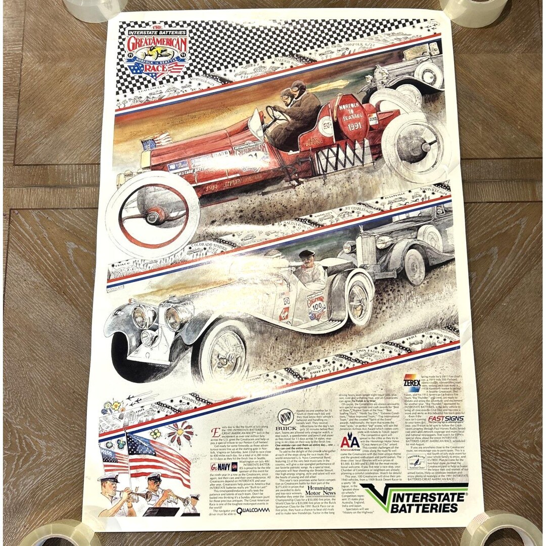 The Great American Race 1991 Norfolk to Seattle 33x23 in Wall Poster ...