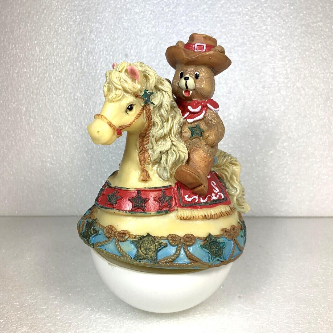Vintage Musical Nursery Cowboy Bear Horse Spinning Music Box, It's A ...