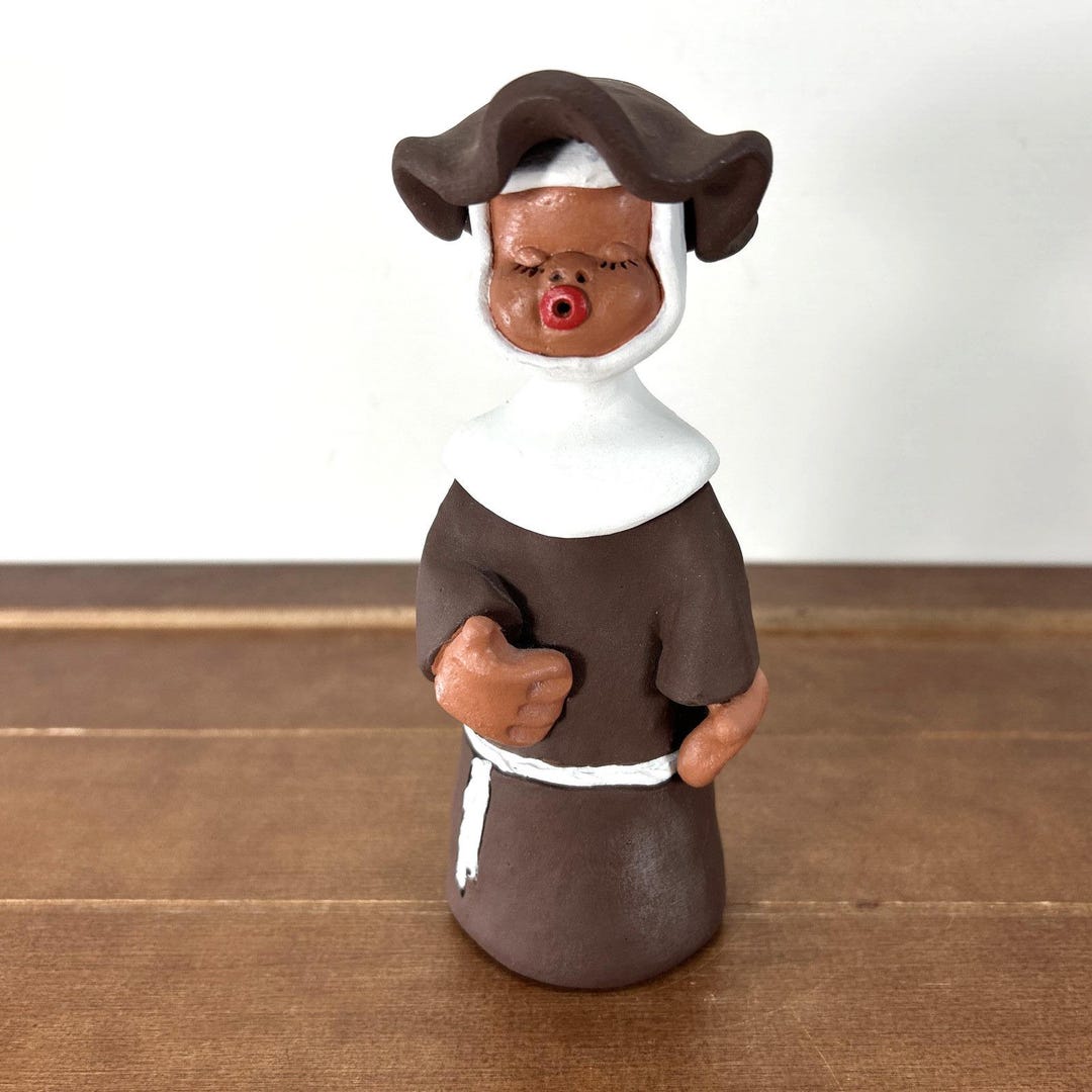 Vintage Pottery Clay 6.5" African American Singing Nun Sculpture ...