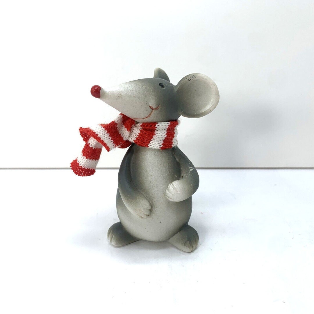Vintage Christmas 3 Mouse Mice Scarf Hand-painted Figurine Holiday ...