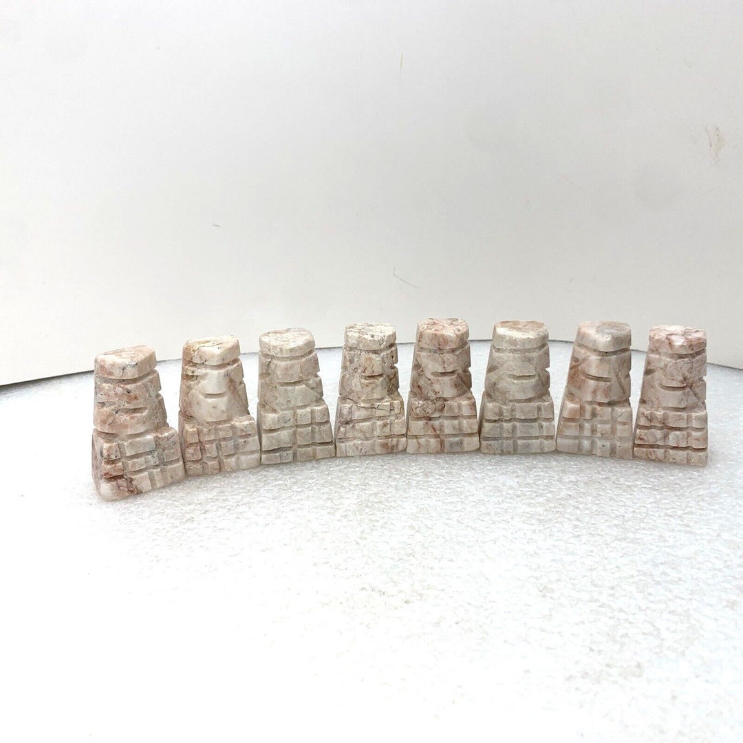 Set of 8 Chess Pawn Pieces Pink White Marble Aztec Vintage Lot - Etsy