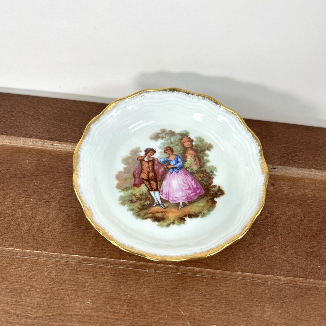 Vintage Goudeville Limoges France Courting Couple Small 4" Plate, Gold Trim - Etsy