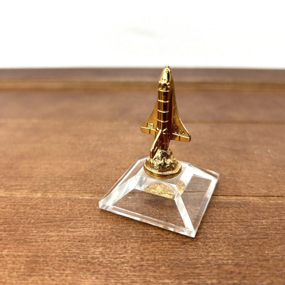 Vintage Miniature NASA Space Shuttle Ship Gold Tone Figurine Statue ...