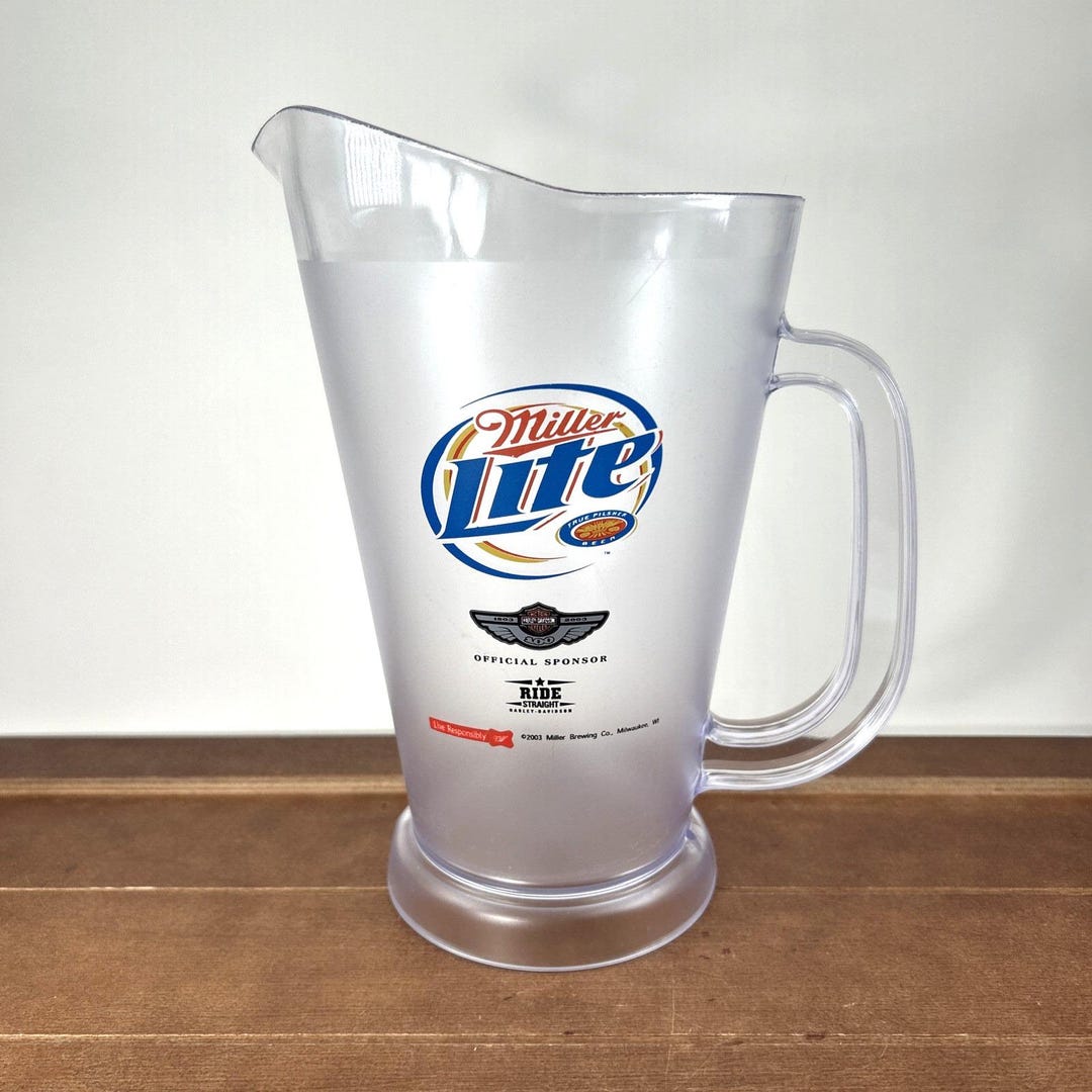 2003 Miller Lite Harley Davidson Ride Straight Plastic Beer Jug Pitcher ...
