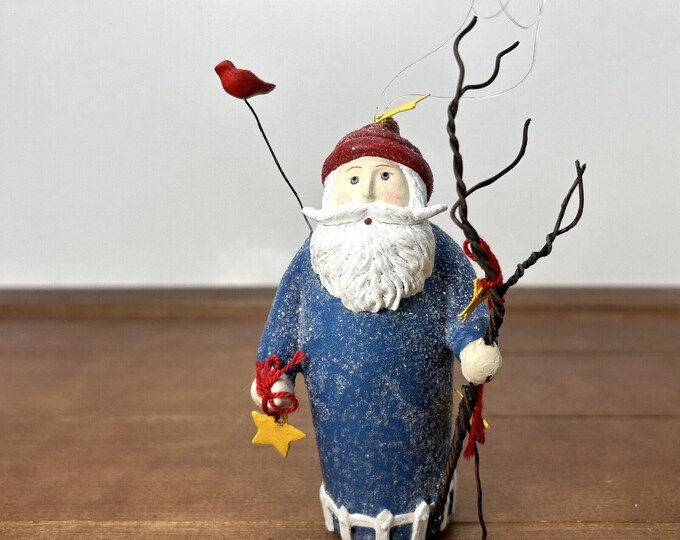 Department 56 Blue Santa Figurine Wire Stars Cardinal Bird Figurine ...