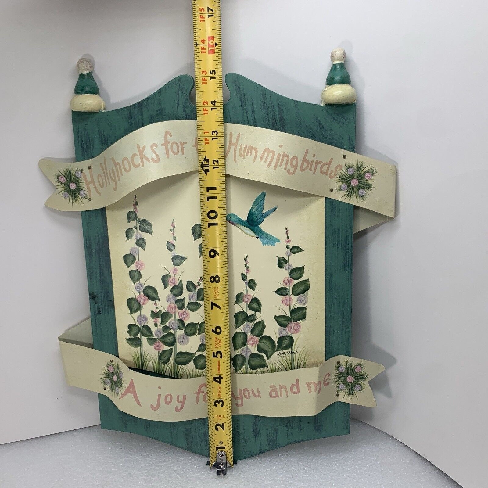 Kathy Hatch Hollyhocks for the Hummingbirds 16x13 Wood Metal Garden ...