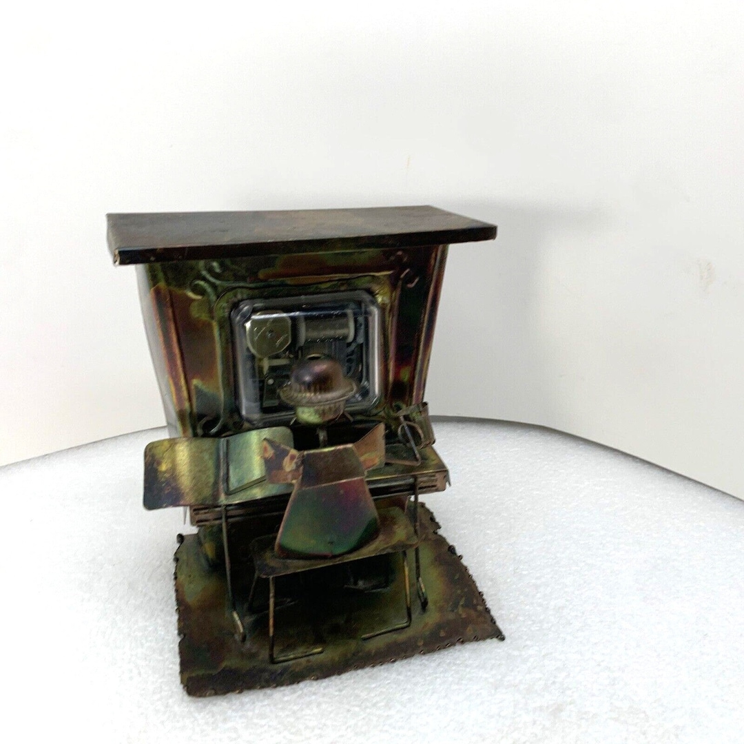 Sankyo Wind-up Music Box Metal Copper Man Piano Player Decor, Vintage ...