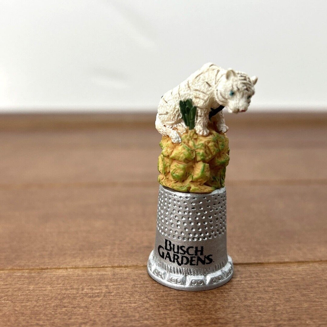 Vintage, Busch Gardens White Tiger Handpainted Resin Thimble ...