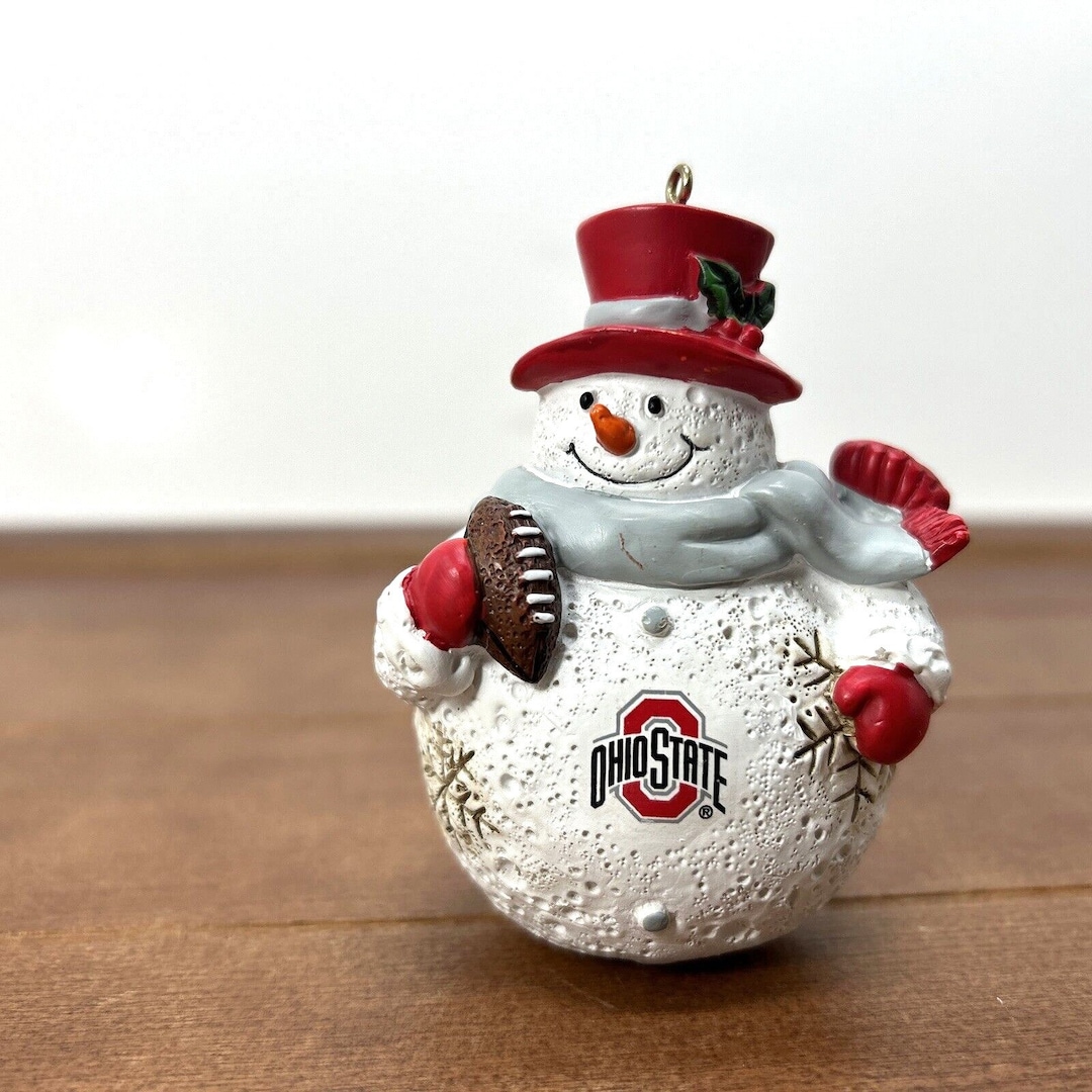 Ohio State Buckeyes Christmas Snowman Football Ornament Holiday Decor ...
