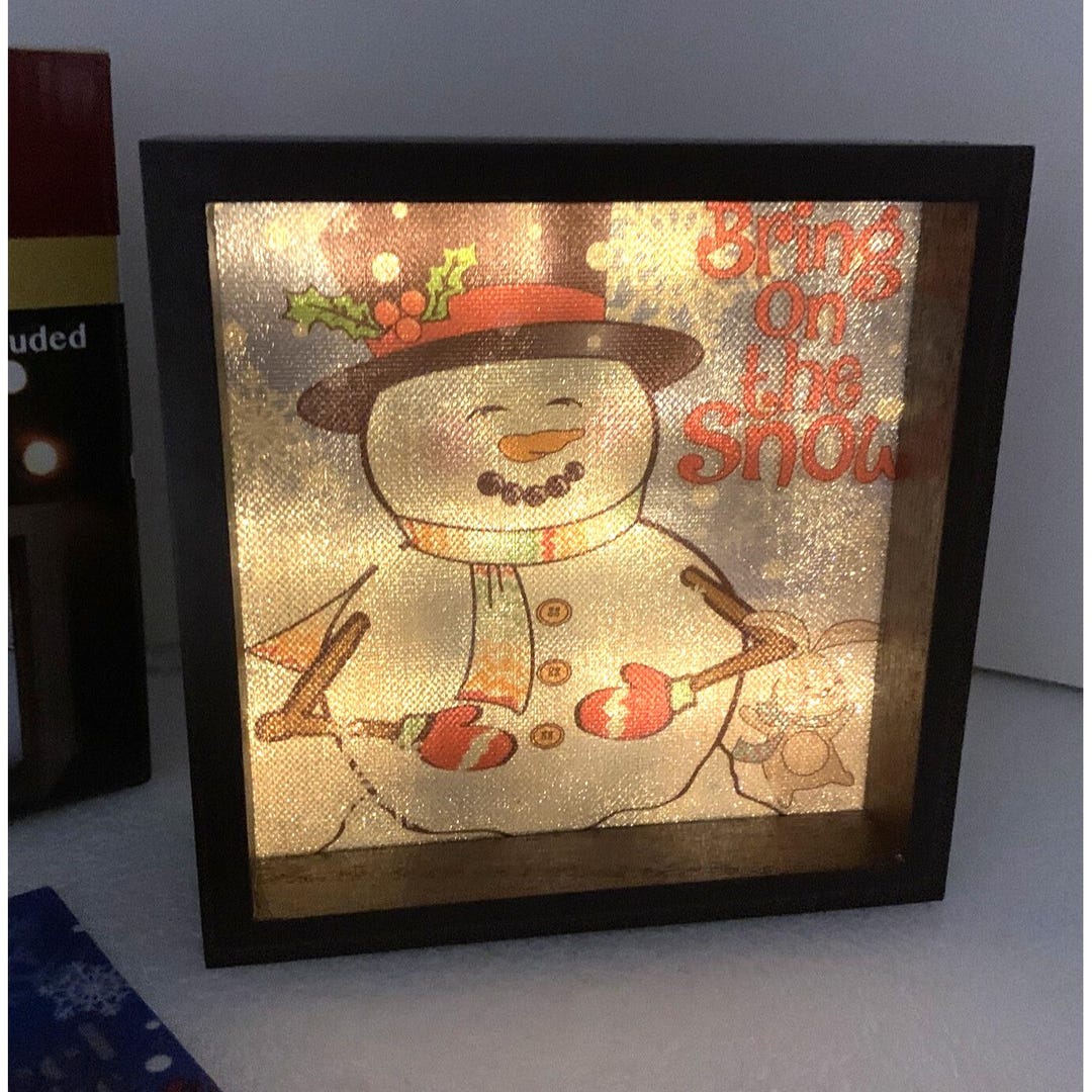 Crosslight Framed Light Box Christmas Snowman Holiday Decor, 3-inserts ...