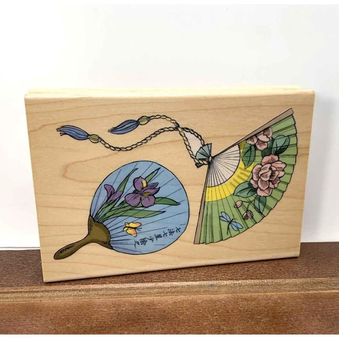 Rubber Stampede Wood Rubber Stamp Floral Asian Hand Fans, 2003 - Etsy