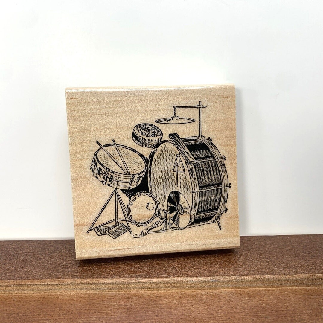 Stamp Cabana Wood Rubber Stamp Drum Set Music Drums Instrument Band ...