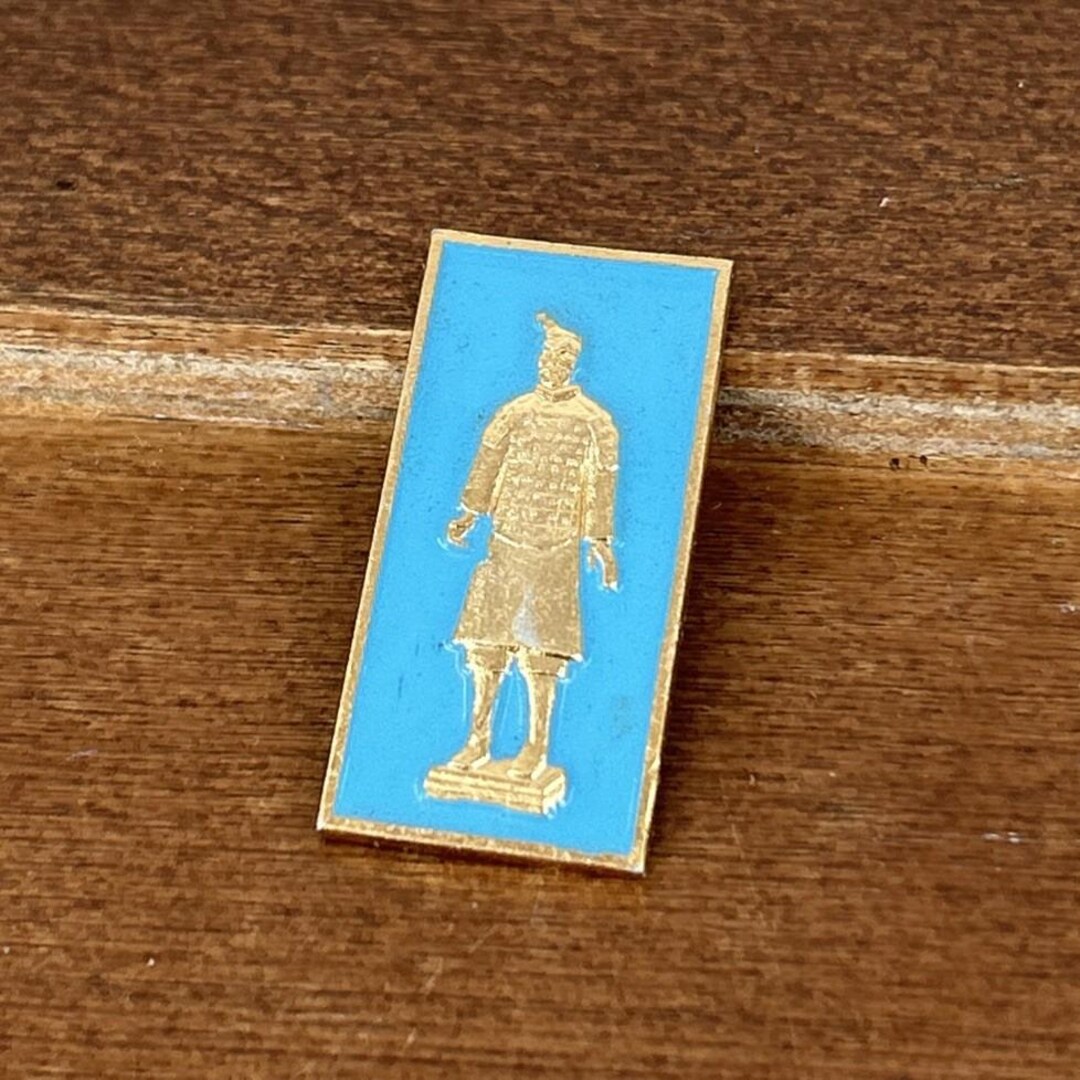 Vintage Chinese Warrior Soldier Pin Badge Gold Blue Enamel Collectible ...