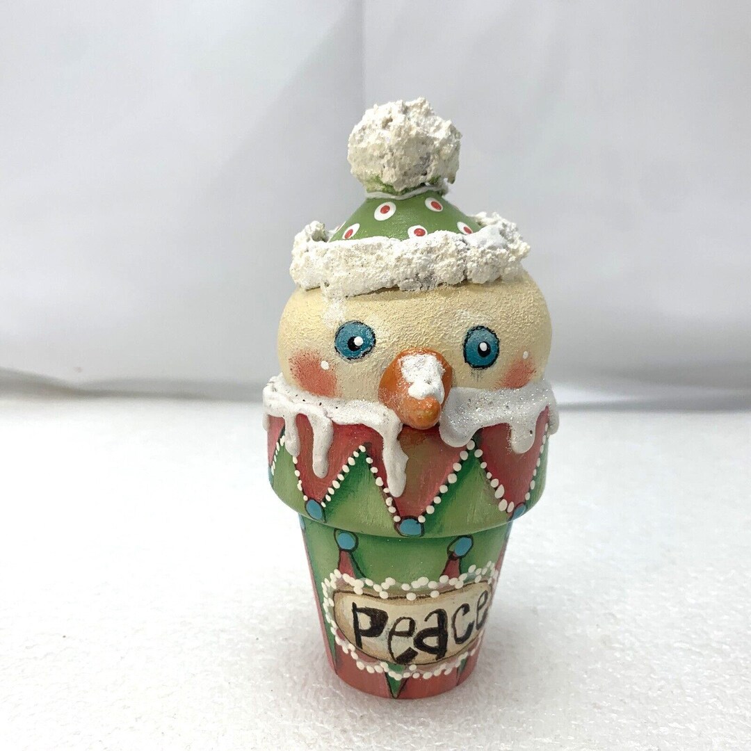 Millie Patterson Snowman Ice Cream Cone Peace Christmas - Etsy