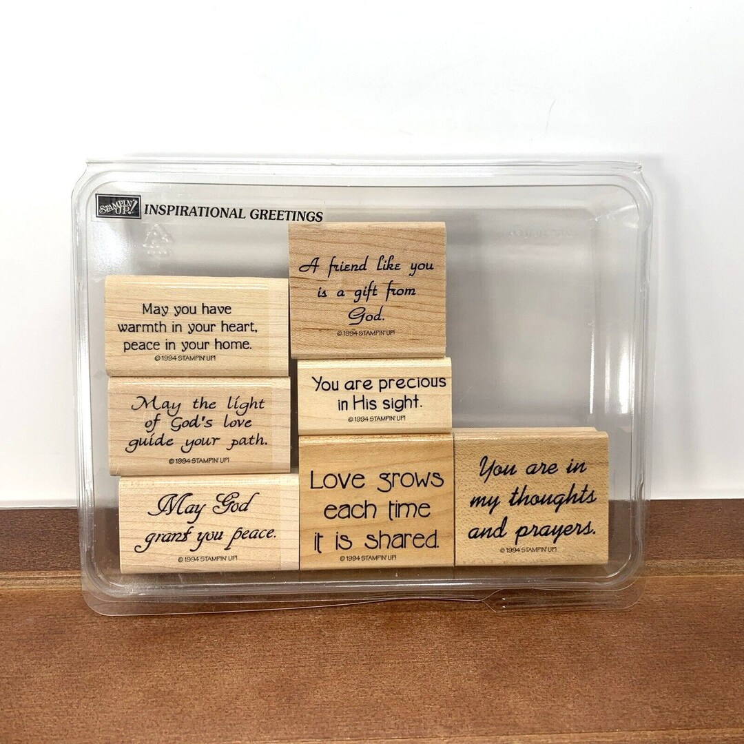 1994 Stampin up Inspirational Greetings Wood Rubber Stamps Set, 7-pcs ...