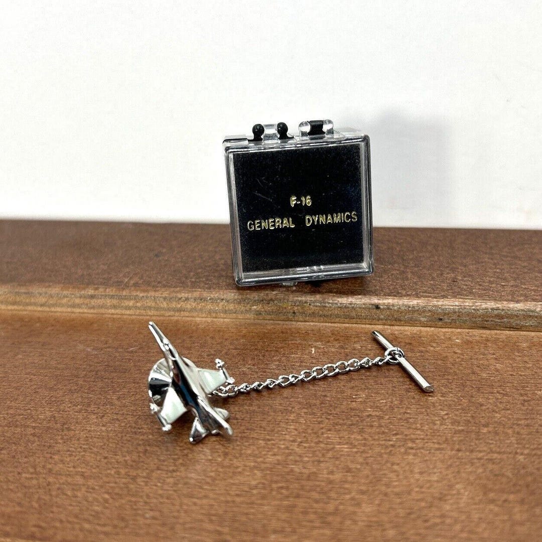 General Dynamics F-16 Fighting Falcon Tie Hat Silver Tone Metal Lapel ...