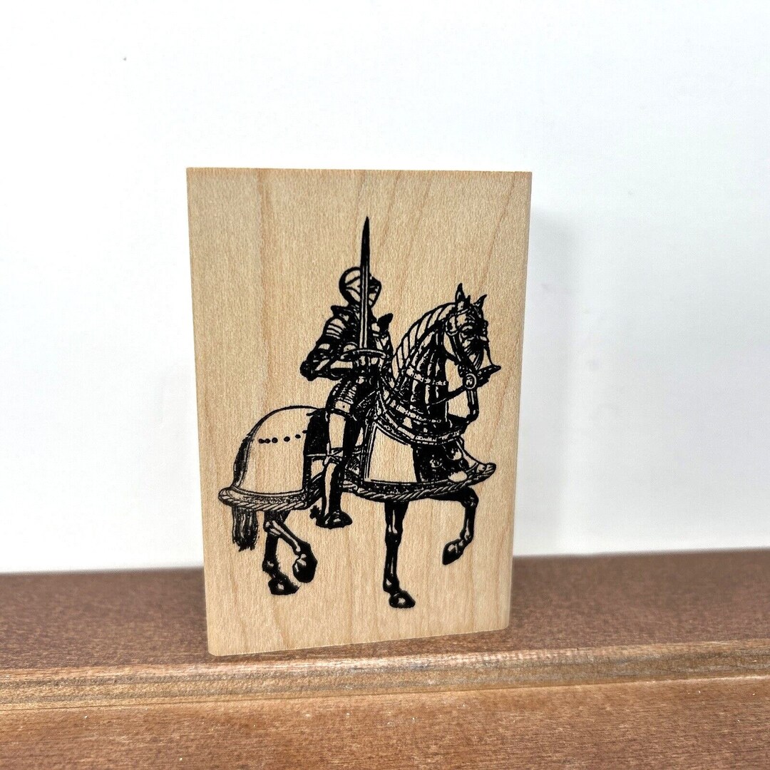 1998 Stamp Francisco Medieval Knight Horse Sword Wood Rubber Stamp ...