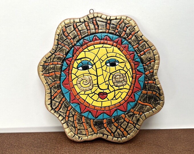 Vintage Handcrafted Mexico Sun Face Terracota Pottery 5" Ornament - Etsy