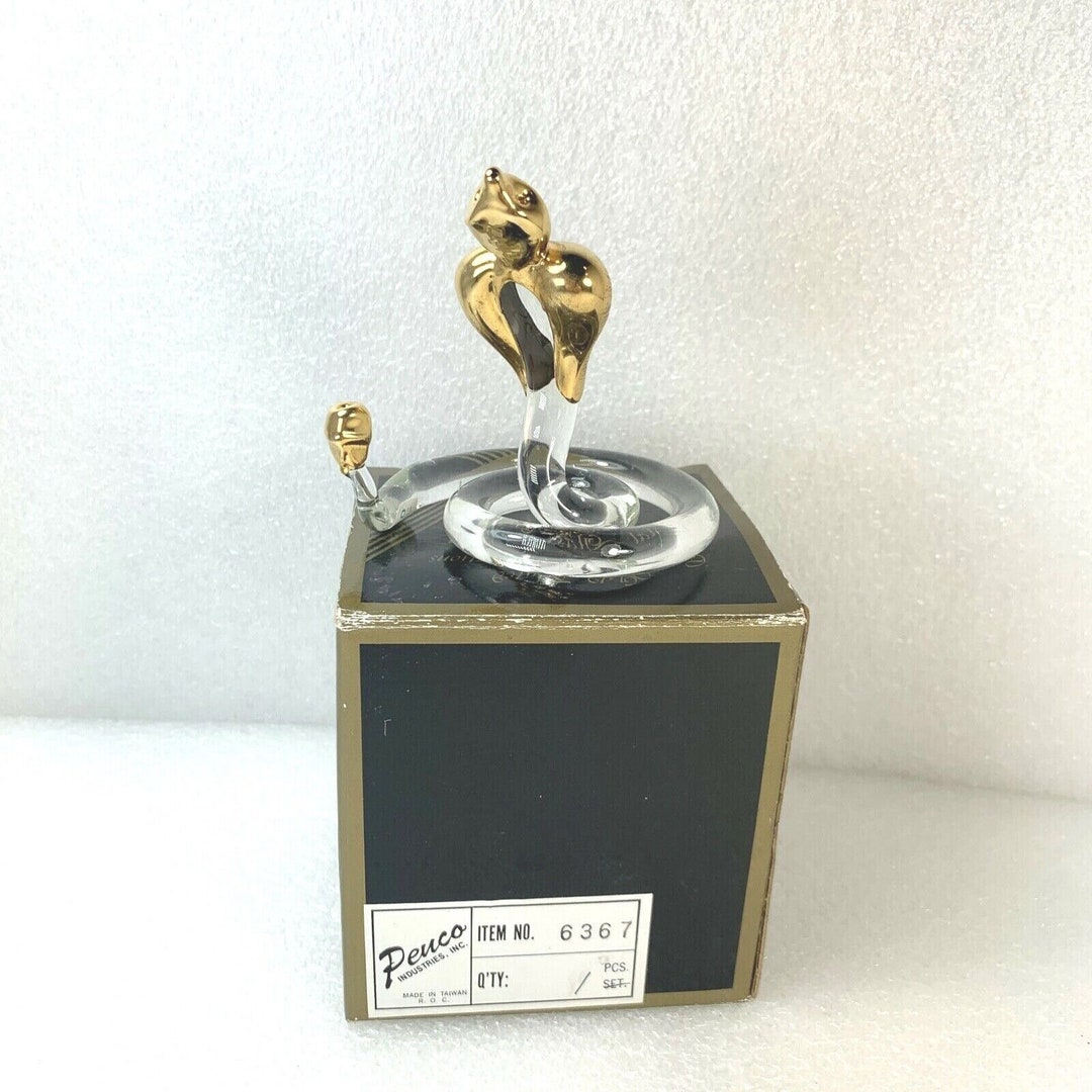 Gold Plated Naja Cobra Snake Glass Creations Figurine, Penco Industries ...
