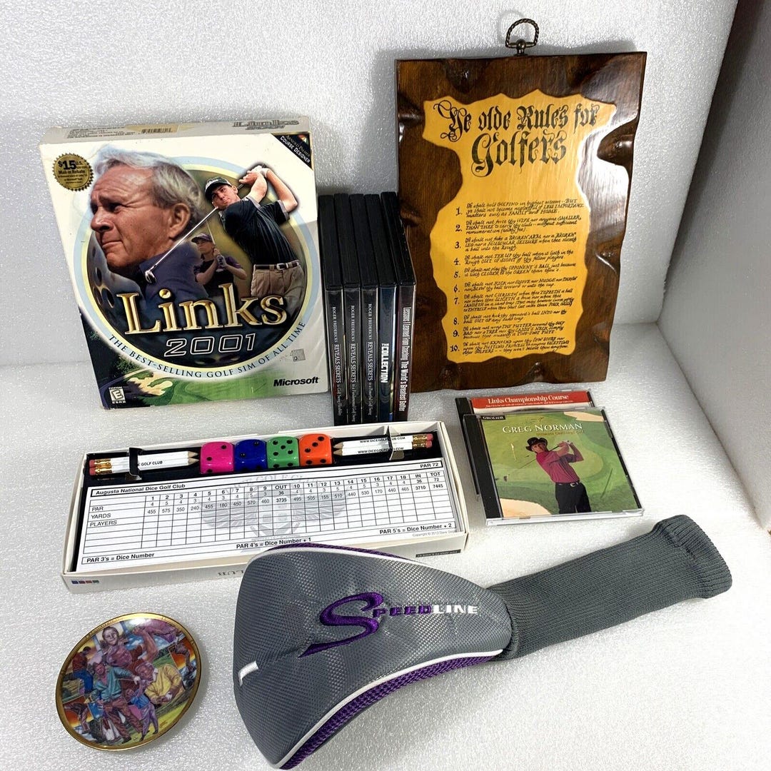 Set of 12, Golf Gift Set Lot, PC Game Wood Plaque Club Cover Plate Dvds ...