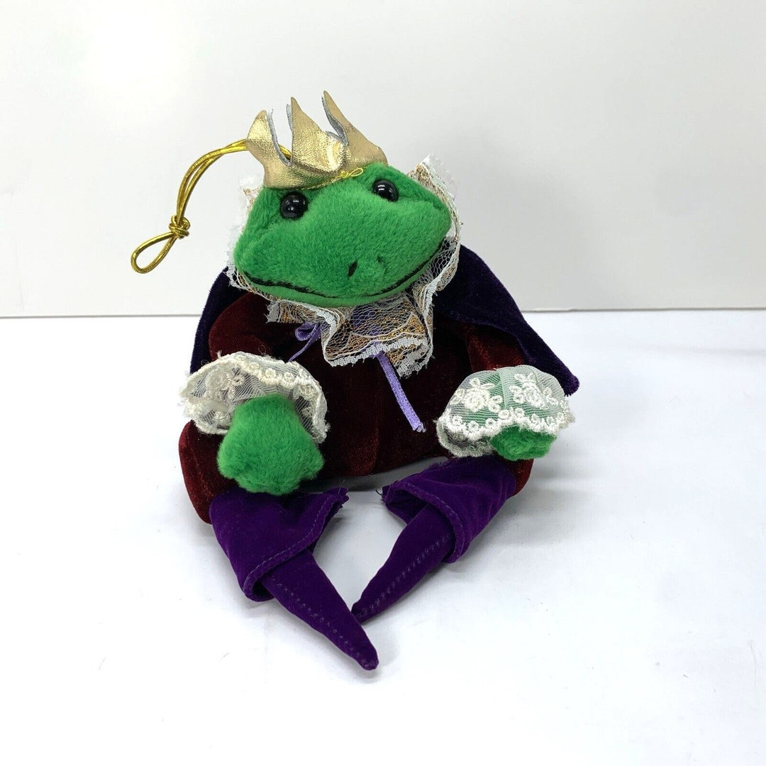 King Prince Frog Toad Plush Hanging Ornament Toy Figure Purple Burgundy ...