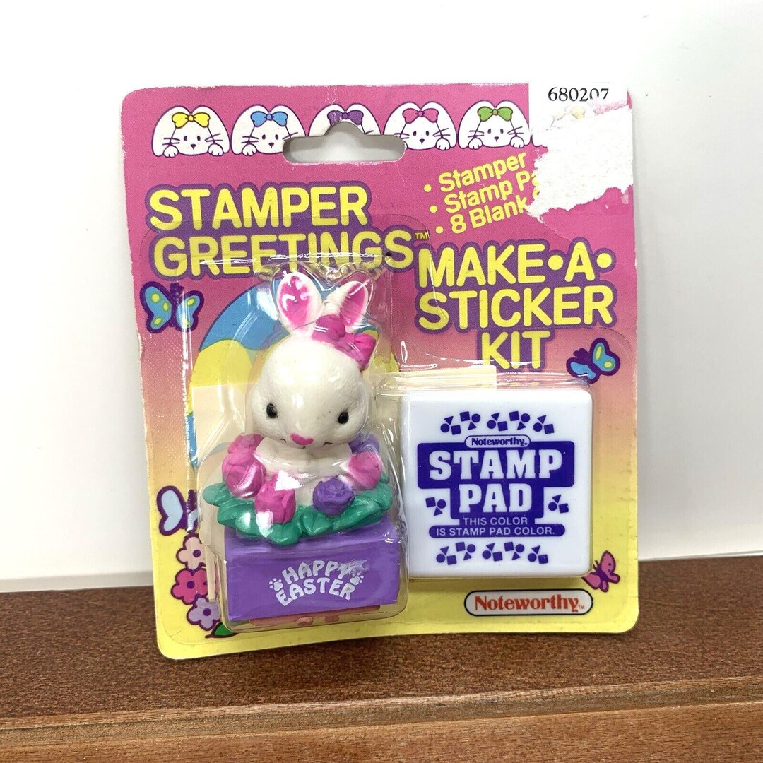 1995 Noteworthy Stamper Greetings Make A Sticker Kit Happy Easter Bunny ...