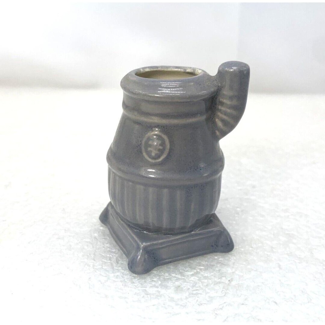 Vintage 2.5" Miniature Gray Pottery Ceramic Potbelly Stove Tooth Pick ...