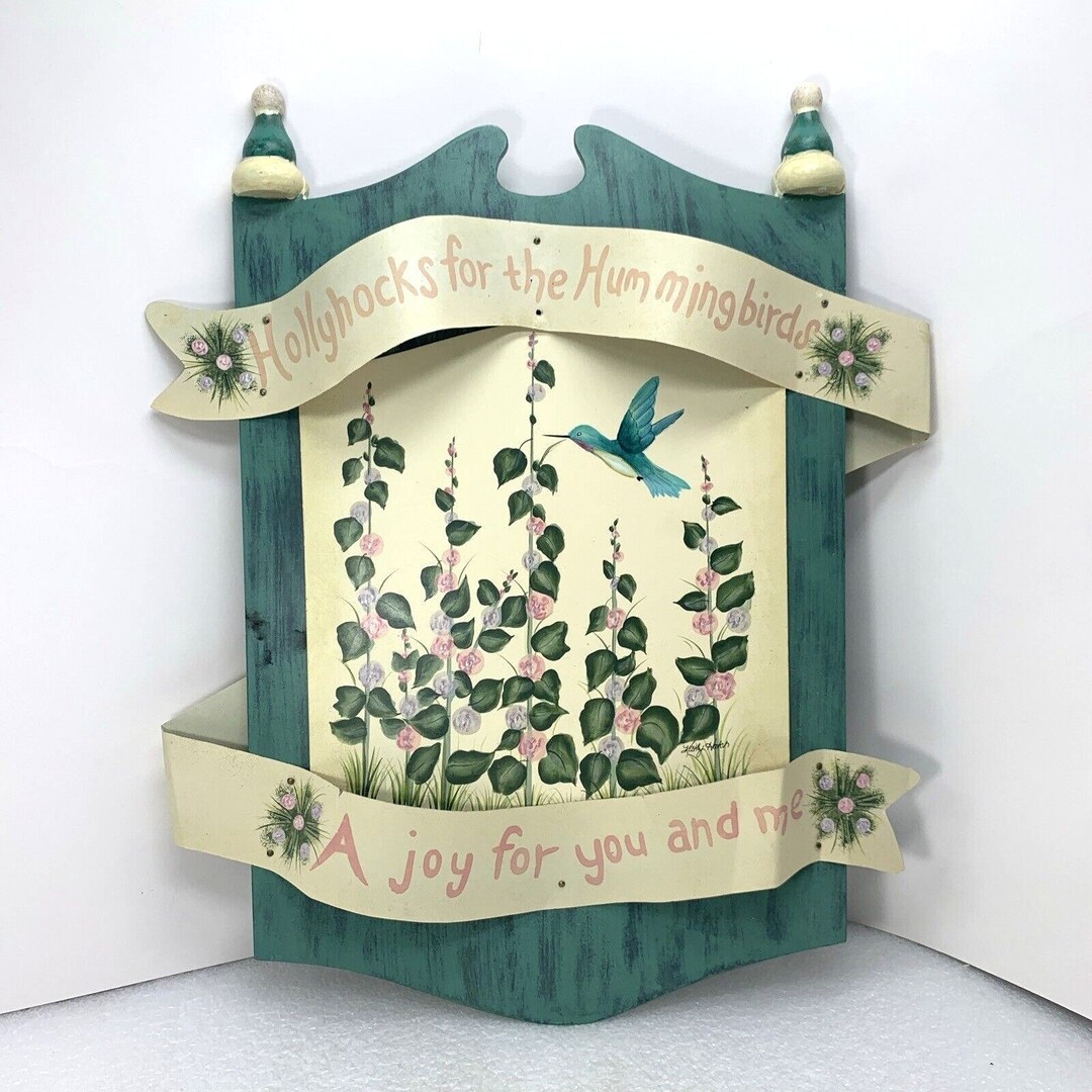 Kathy Hatch Hollyhocks for the Hummingbirds 16x13 Wood Metal Garden ...