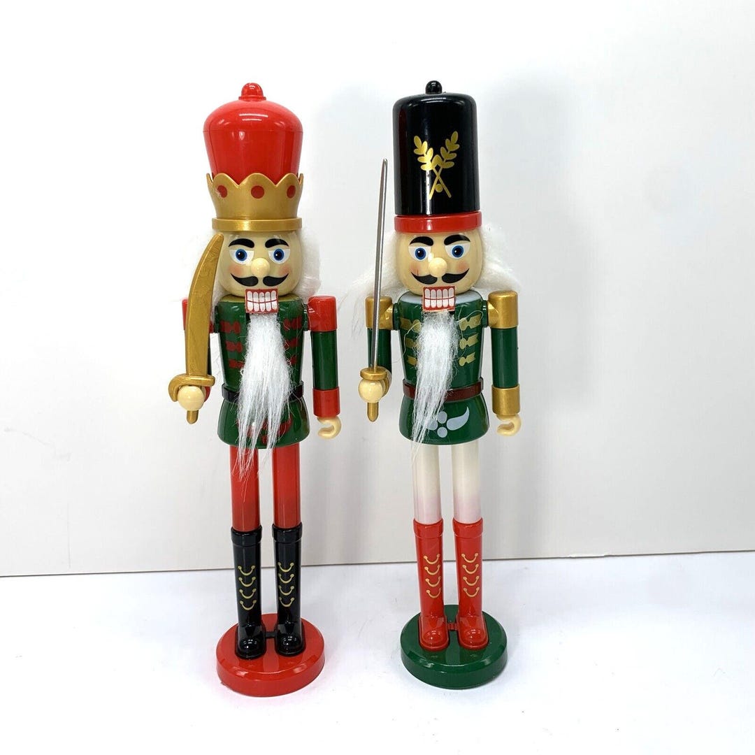 Set of 2 Christmas Plastic Nutcrackers Soldiers Swords 9 Figures ...