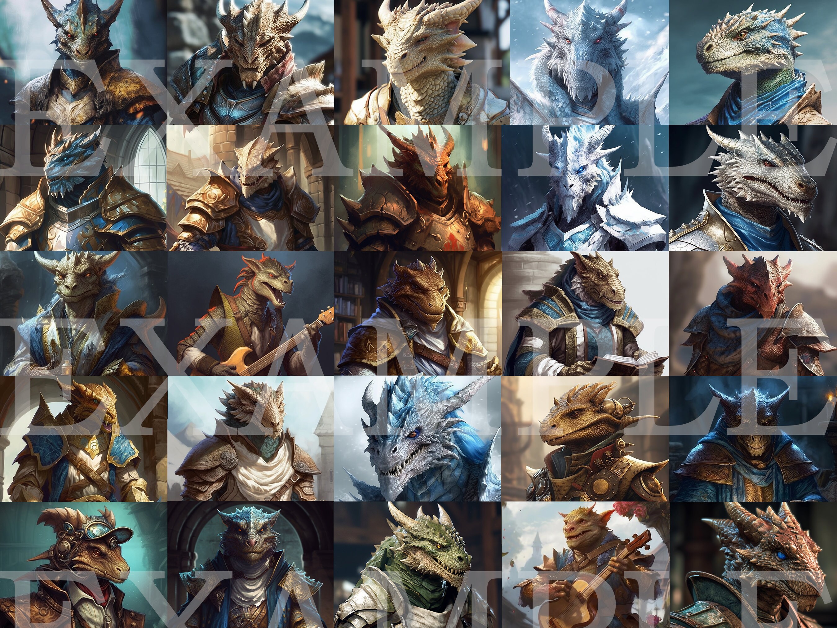 D&D Portrait Pack: 25 Dragonborn Portraits for RPG - Etsy