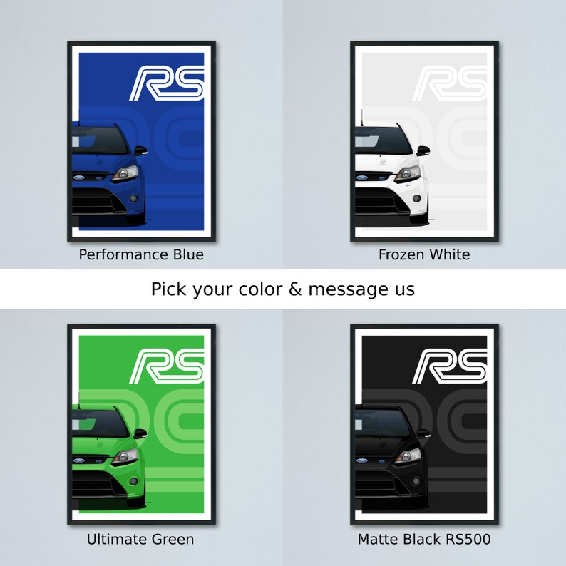 Ford Focus RS Mk1 / Mk2 / Mk3 Art Car Illustration Printed on - Etsy
