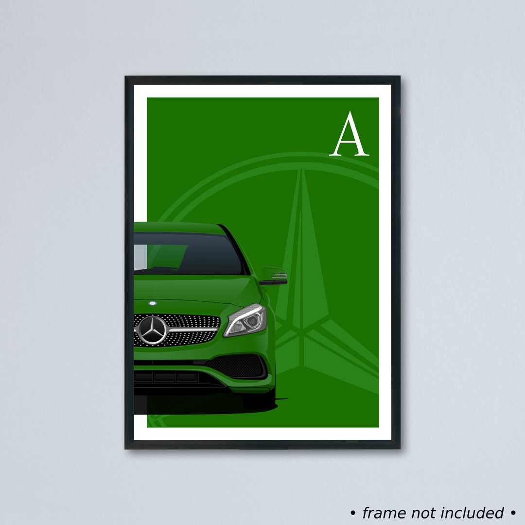 Mercedes A-class Amg-line Facelift W176 Illustration Printed on Matte ...