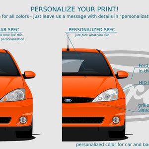 Ford SVT Focus Art Car Illustration Printed on Matte White Paper - All ...