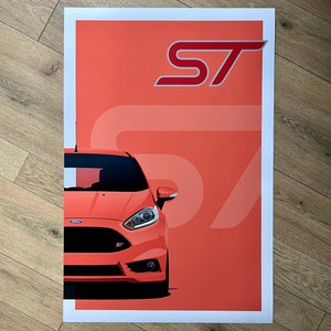 Ford Fiesta ST & ST200 Mk7 Art Car Illustration Printed on Matte White ...