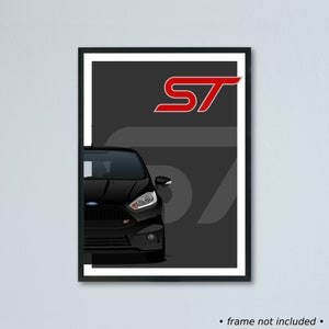 Ford Fiesta ST & ST200 Mk7 Art Car Illustration Printed on Matte White ...