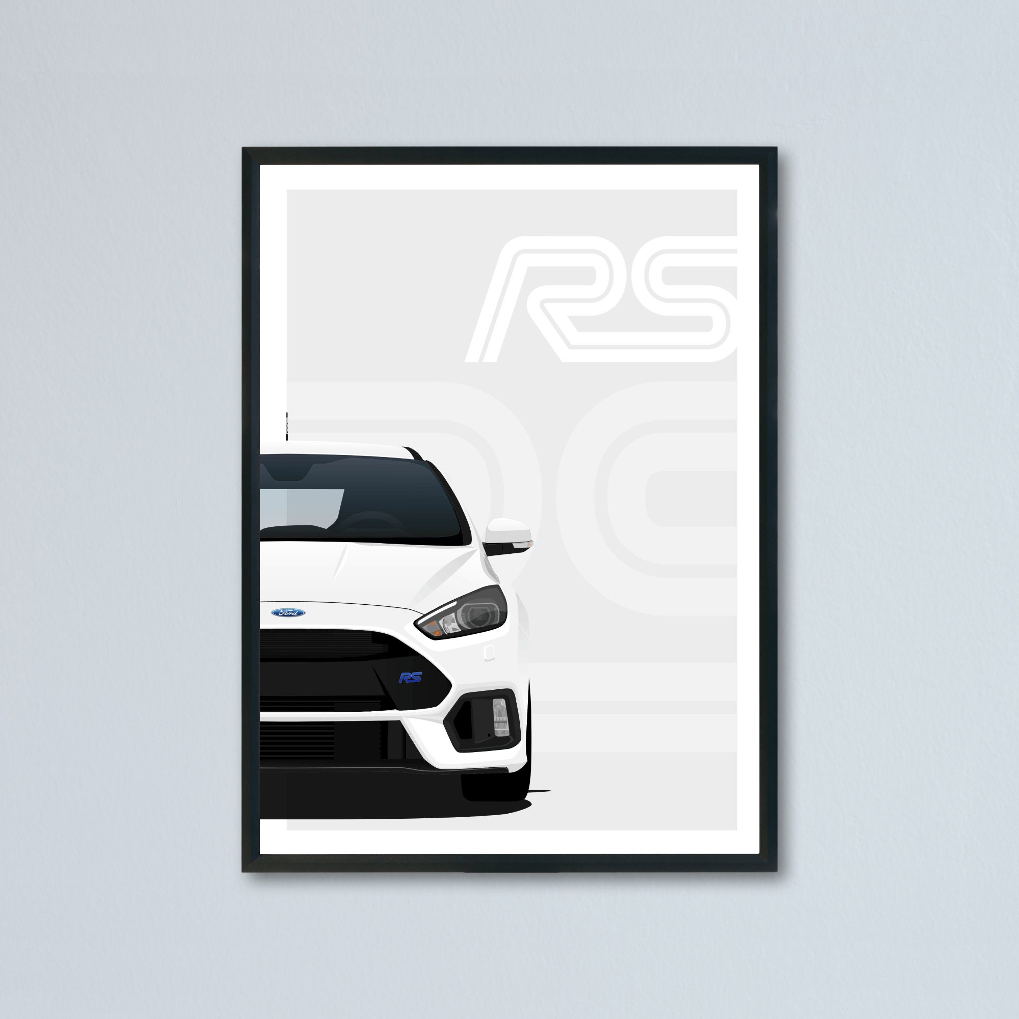 Ford Focus RS Mk3 Art Car Illustration Printed on Matte White | Etsy