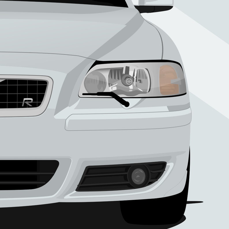 Volvo S60 R / V70 R Illustration Printed on Matte White Paper | Etsy