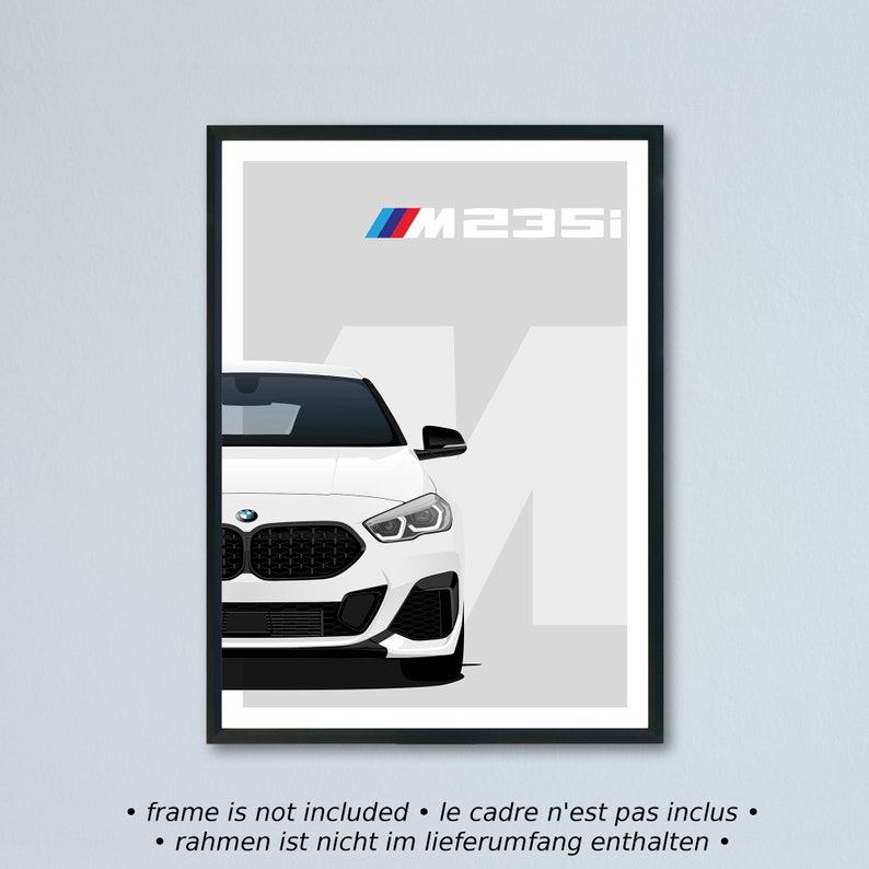 BMW M235i Gran Coupe F44 Illustration Printed on Matte White Paper ...