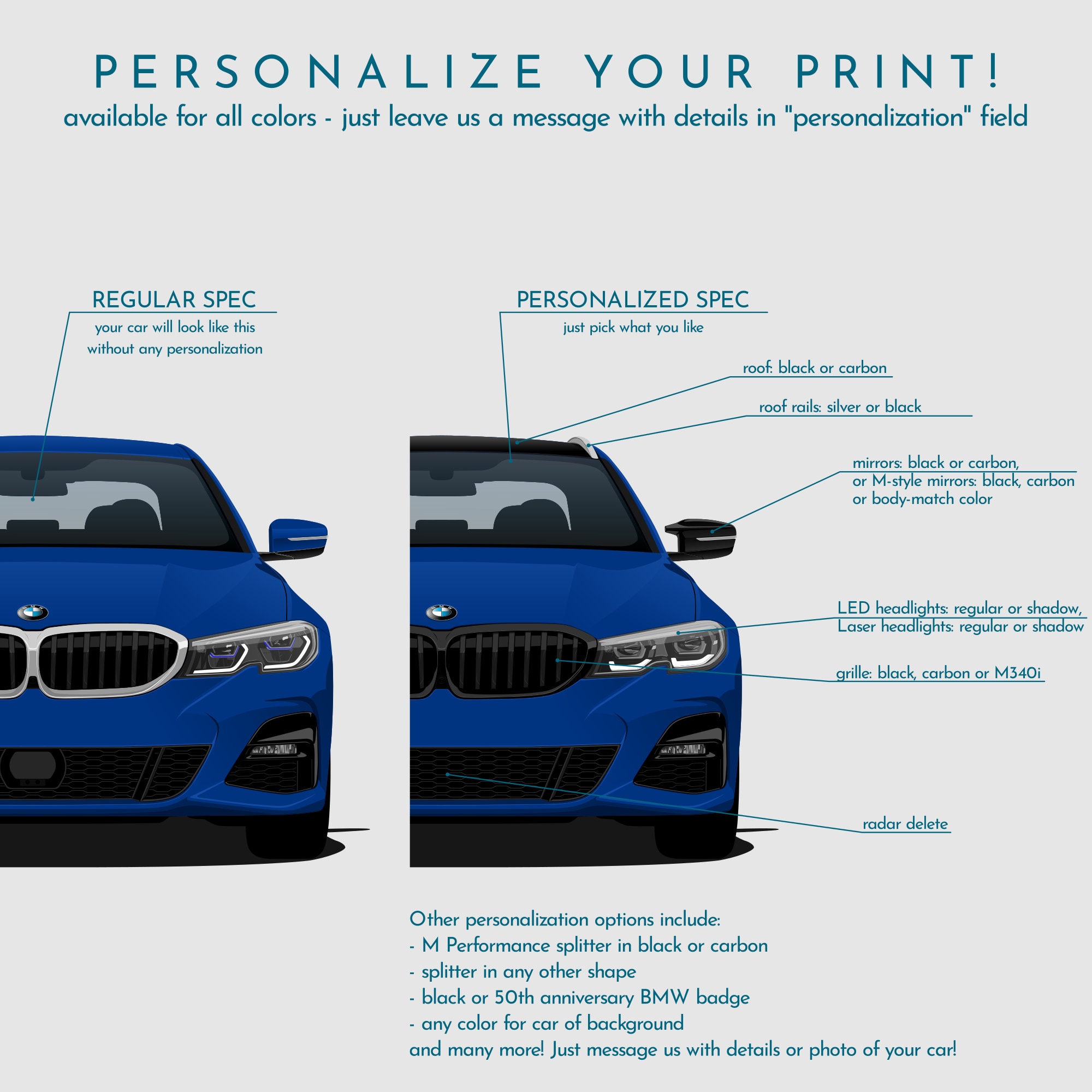 BMW 3-series M Sport G20 G21 Touring Illustration Printed on Matte ...