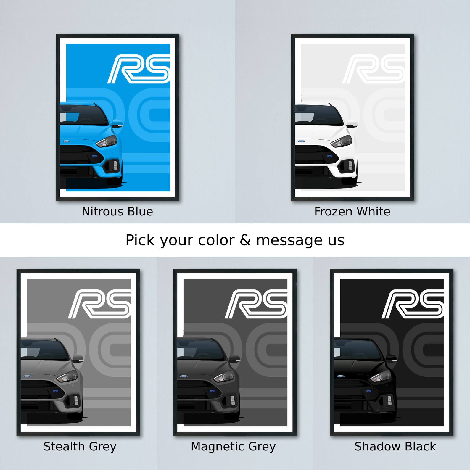 Ford Focus RS Mk1 / Mk2 / Mk3 Art Car Illustration Printed on Matte ...