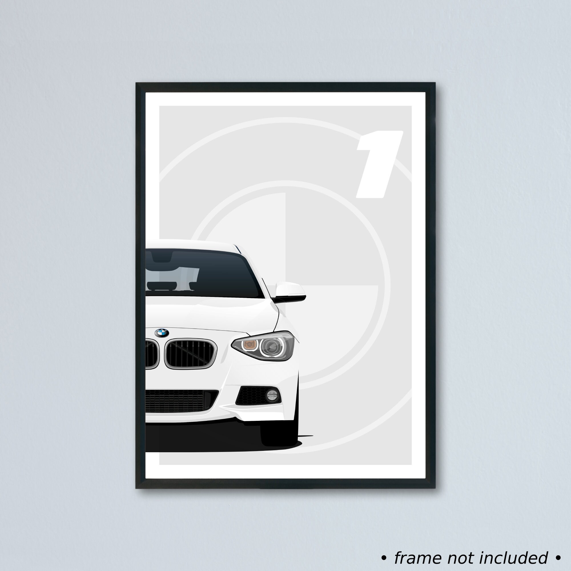BMW 1-series M-sport F20 & F21 Illustration Printed on Matte White ...