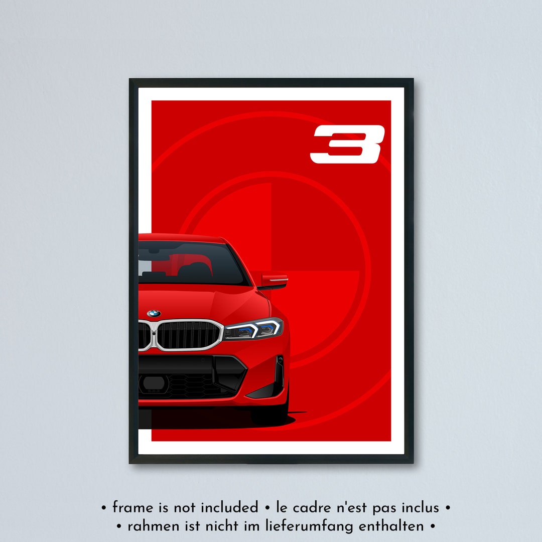 BMW 3-series M Sport LCI G20 G21 Touring Illustration Printed on Matte ...