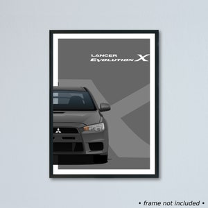 Mitsubishi Lancer Evolution X Illustration Printed on Matte White Paper ...