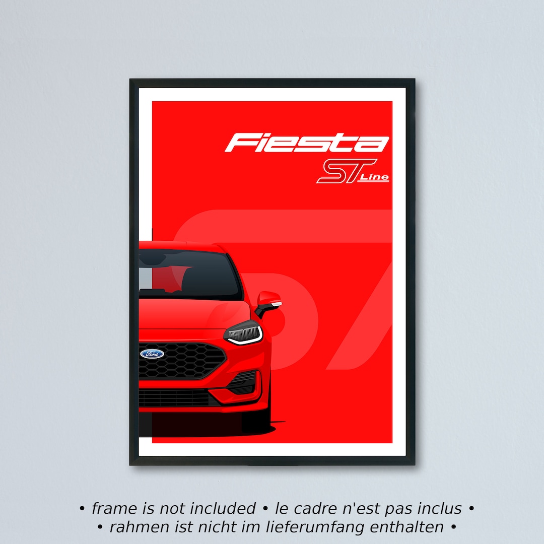 Ford Fiesta St-line Mk8,5 Facelift Art Car Illustration Printed on ...